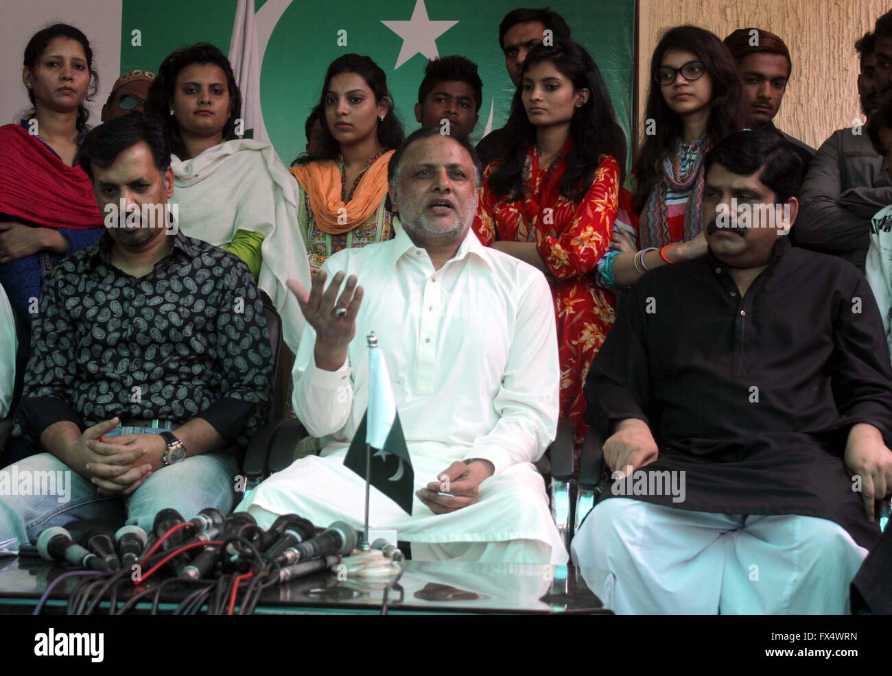 Former MQM senior worker Mohammad Raza talking to media persons during ...