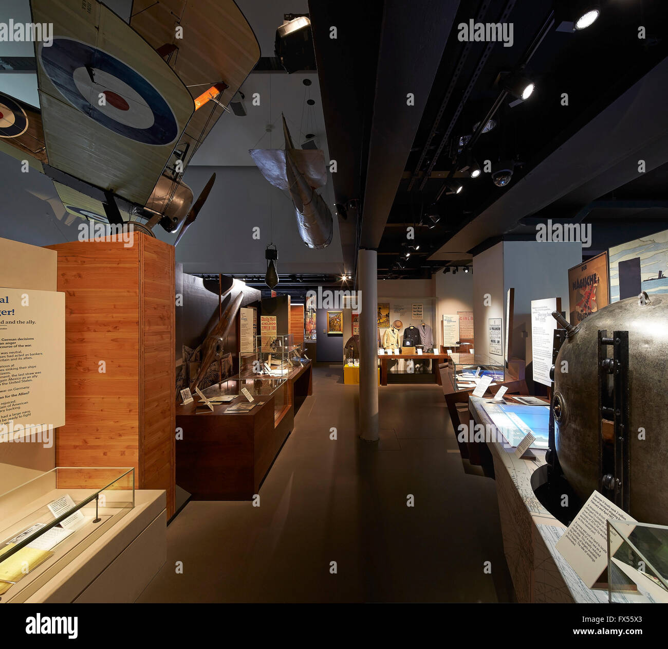 Exhibition corridor with war paraphernalia. Imperial War Museum, London ...