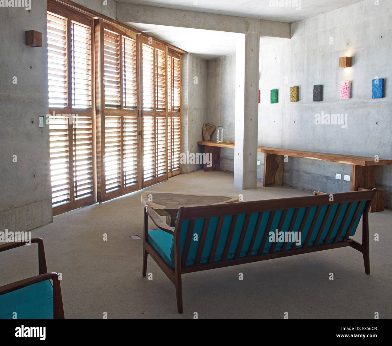 Interior view of Sodi family quarters. Casa Wabi, Puerto Escondido ...