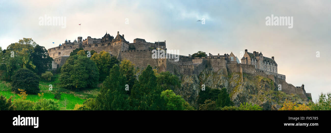 Edinburgh castle panorama as the famous city landmark. United Kingdom ...