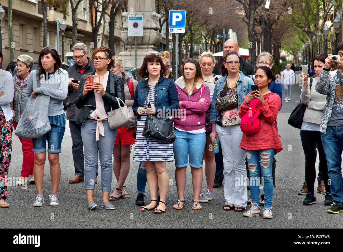 Tourists, Sagrada Familia spring celebrations, Barcelona, Spain Stock ...