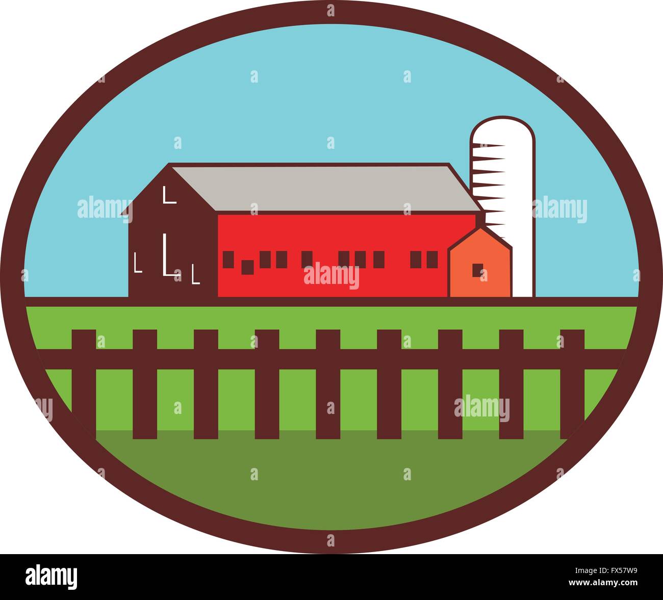 Barn in meadow field Stock Vector Images - Alamy