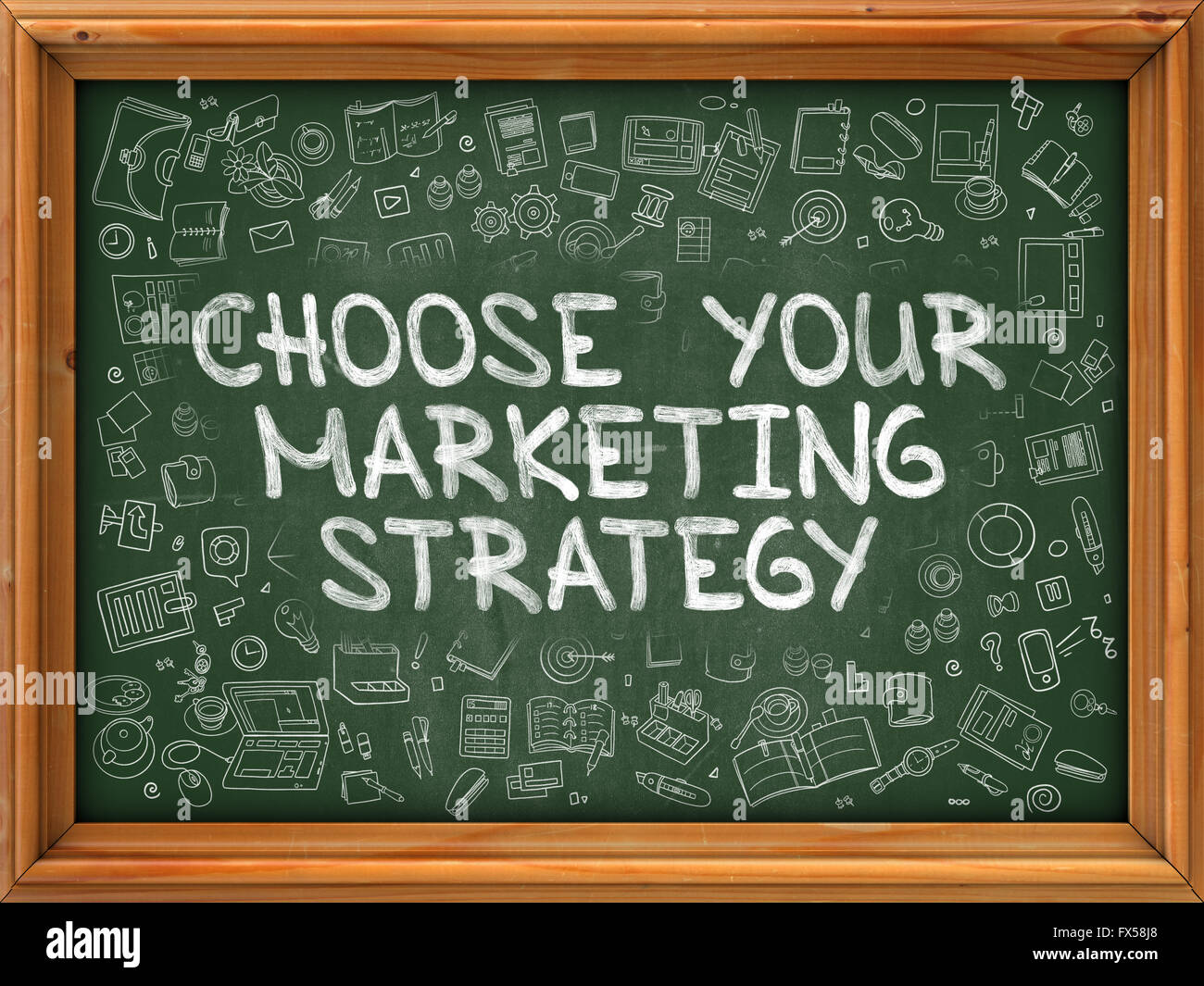 Choose Your Marketing Strategy - Hand Drawn on Green Chalkboard Stock ...