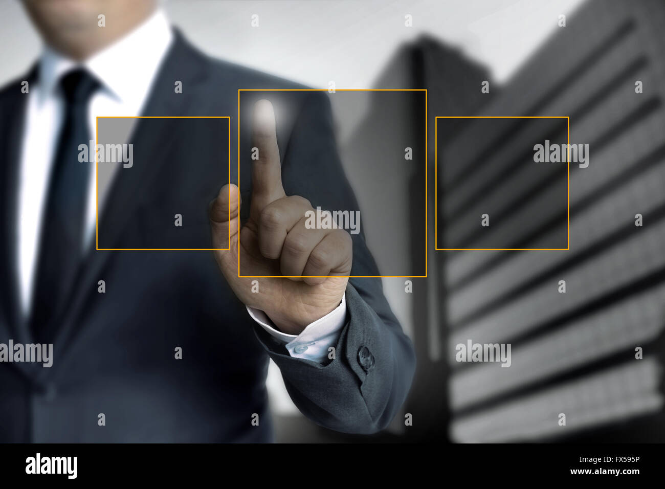 Man pointing on touch screen concept Stock Photo - Alamy
