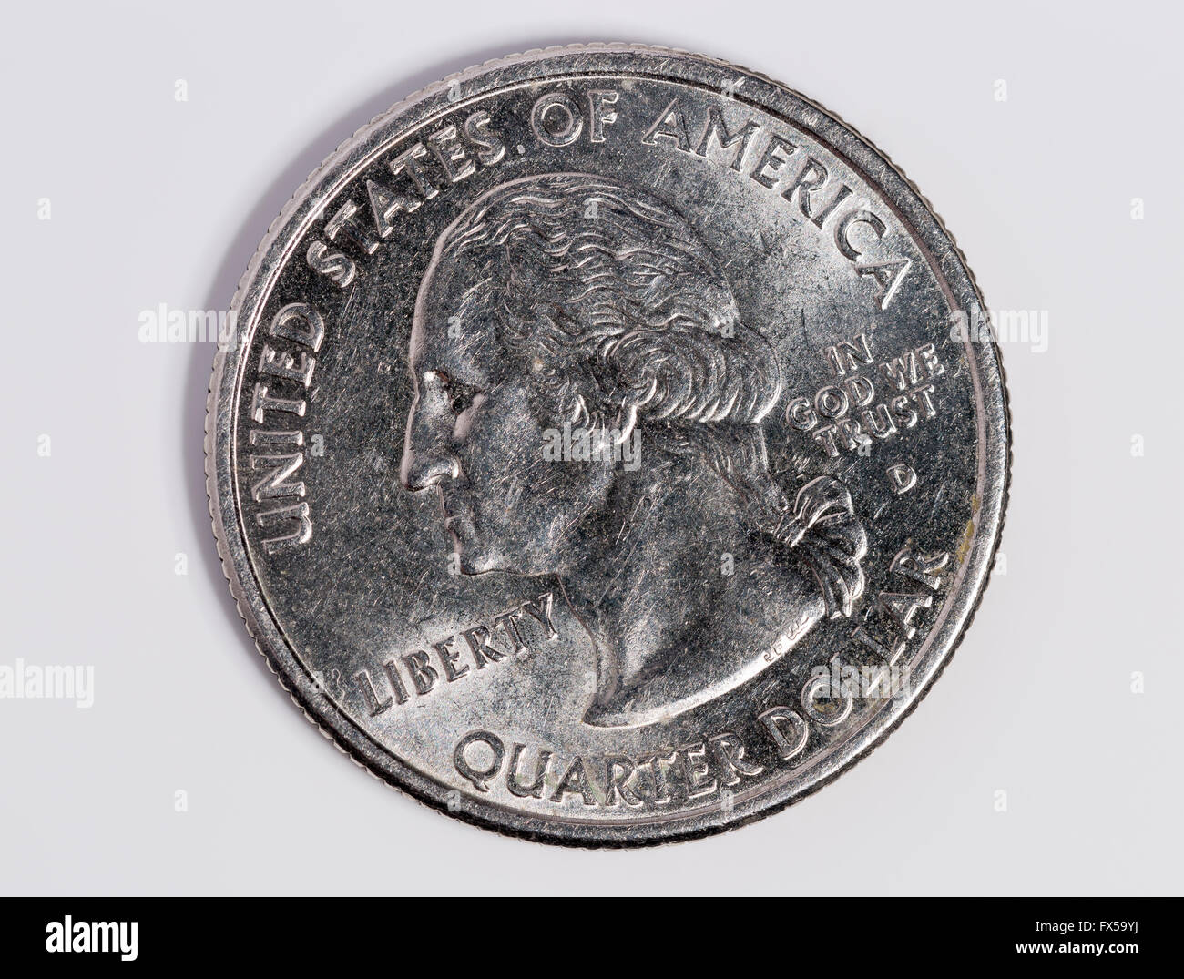 US Quarter Dollar close up on white background Stock Photo - Alamy