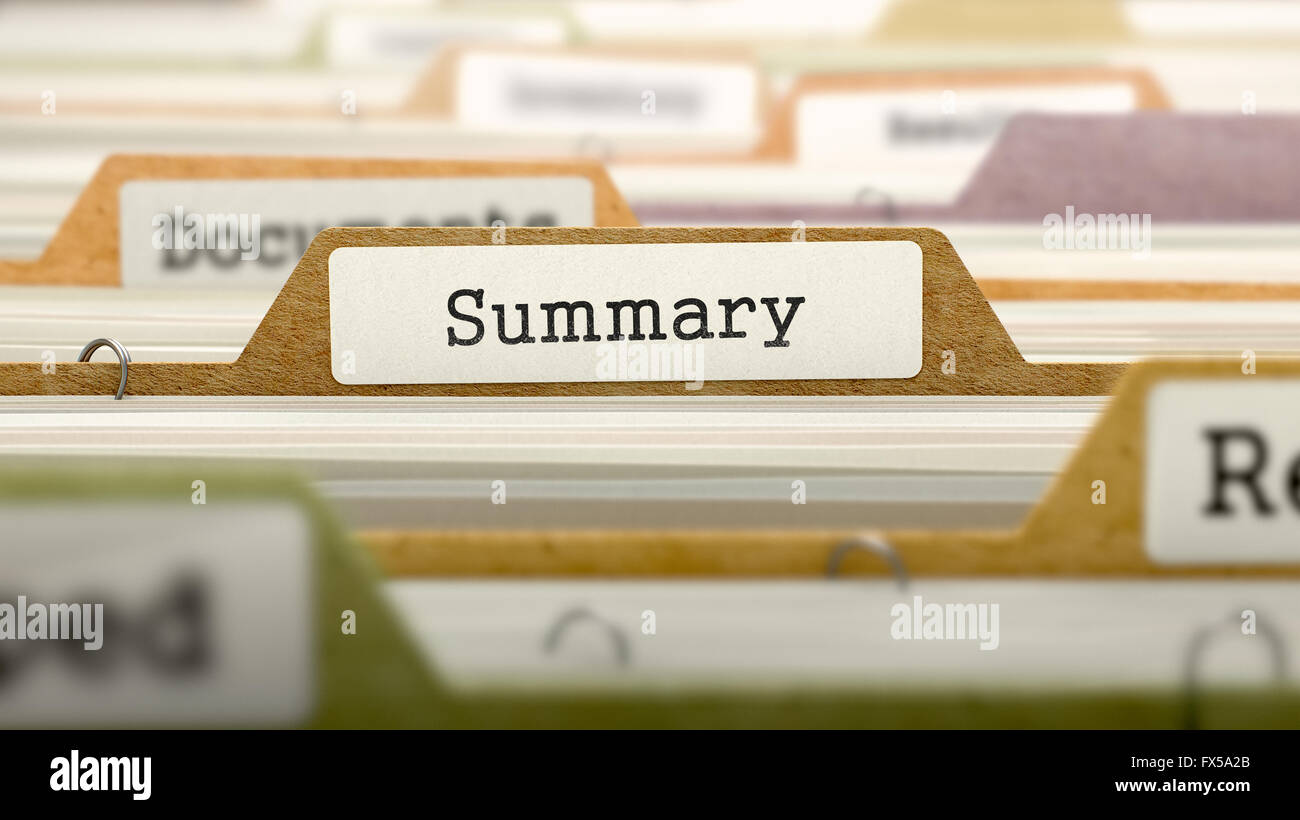 File Folder Labeled as Summary Stock Photo - Alamy