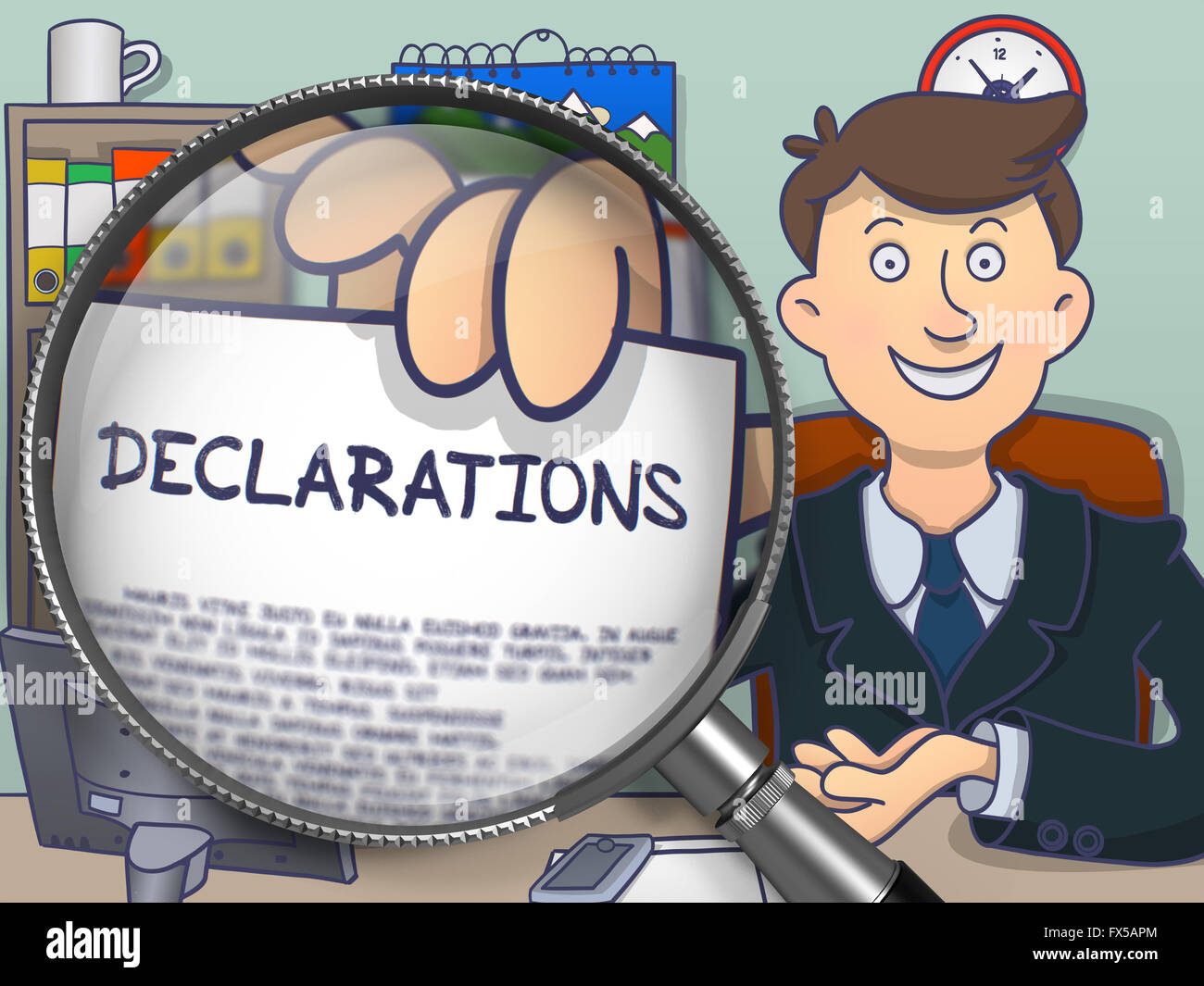 Declarations through Magnifier. Doodle Style Stock Photo - Alamy
