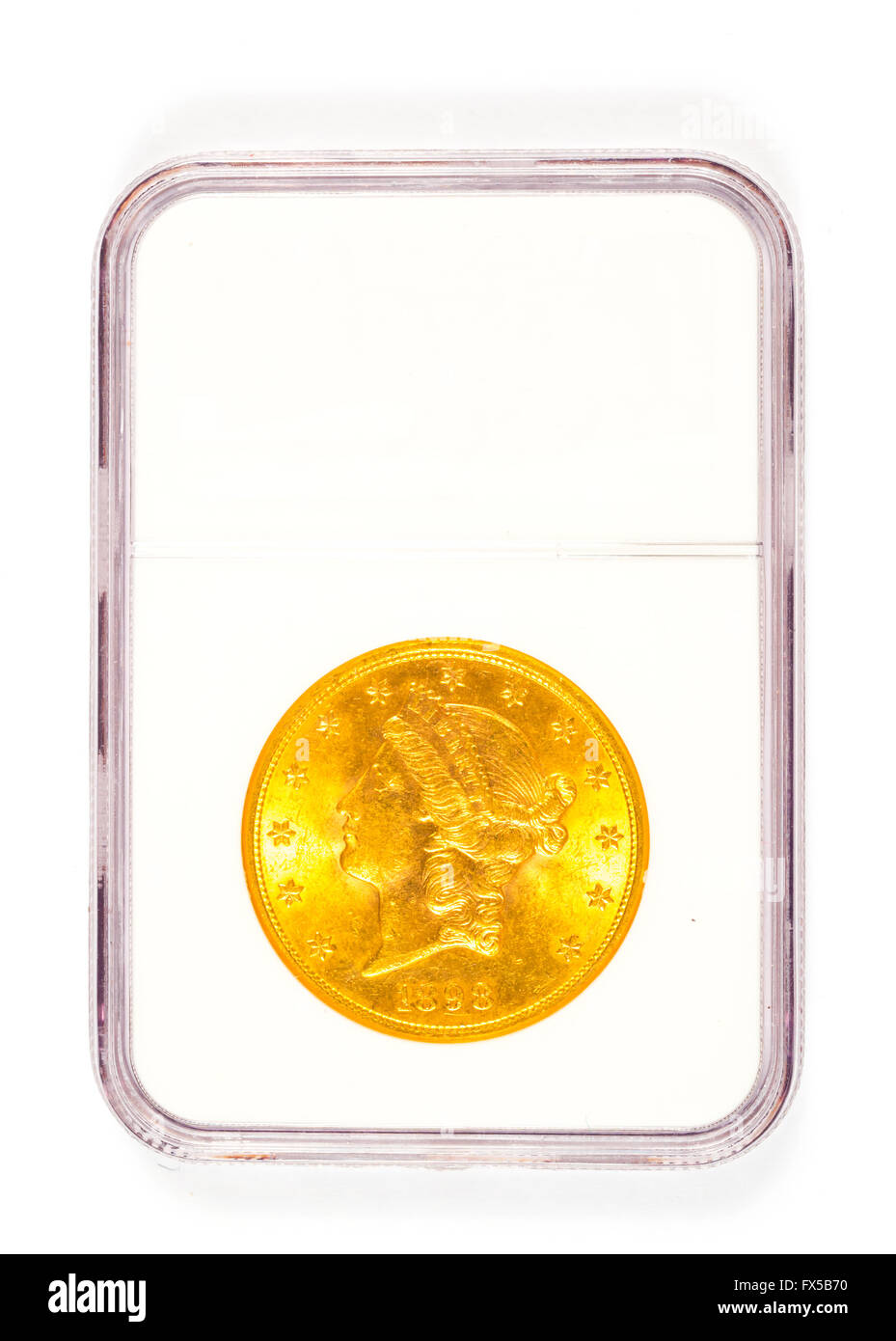 Antique gold coin in a collector's case after being graded Stock Photo ...