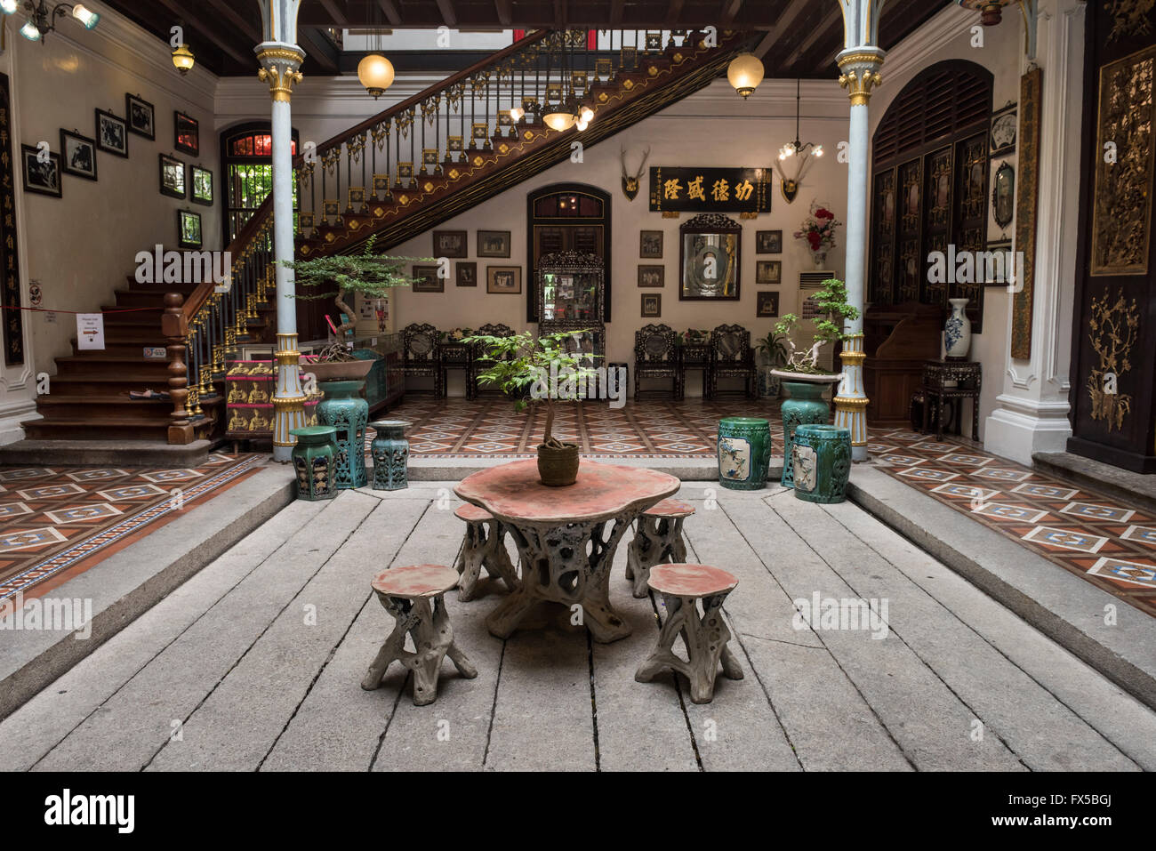 Main Courtyard in the Peranakan Mansion, George Town, Penang Stock ...