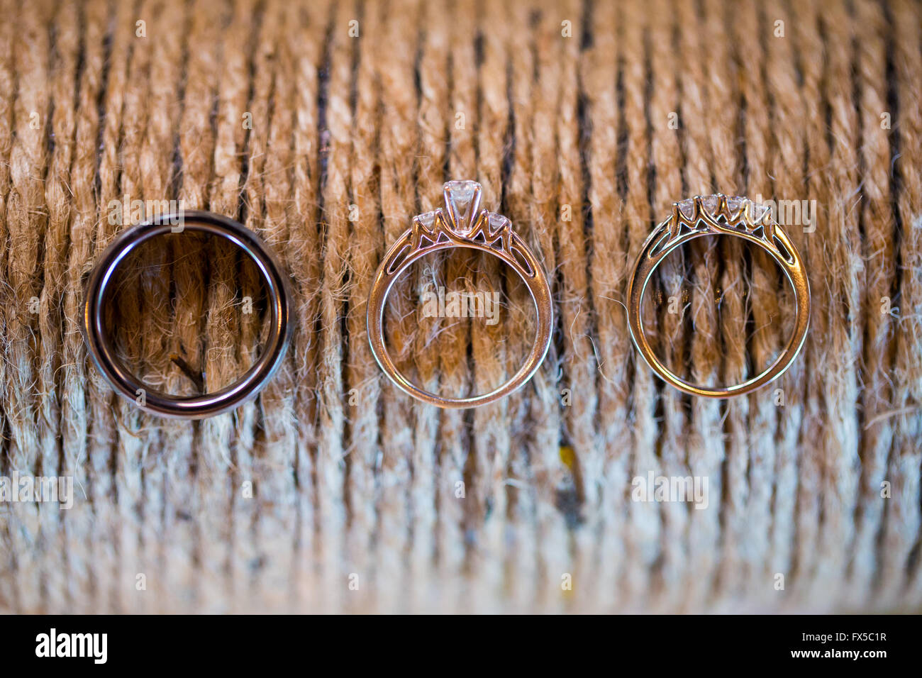 Rope or twine and wedding rings at a reception Stock Photo - Alamy