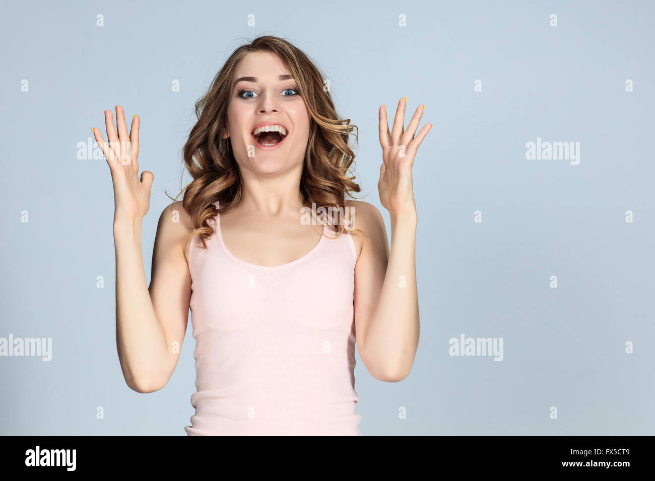 The young woman's portrait with happy emotions Stock Photo - Alamy