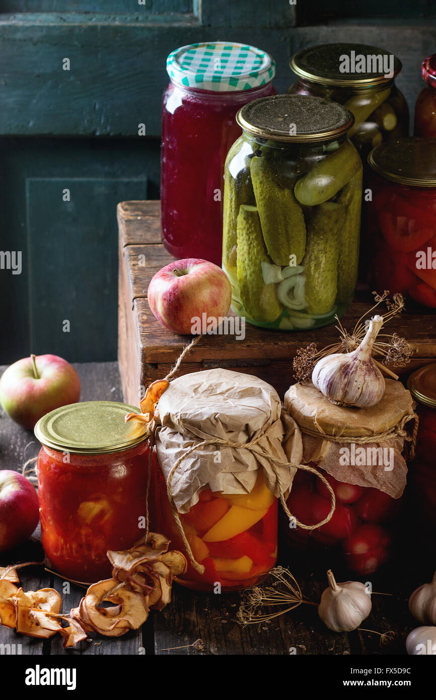 Assortment of preserved food Stock Photo - Alamy
