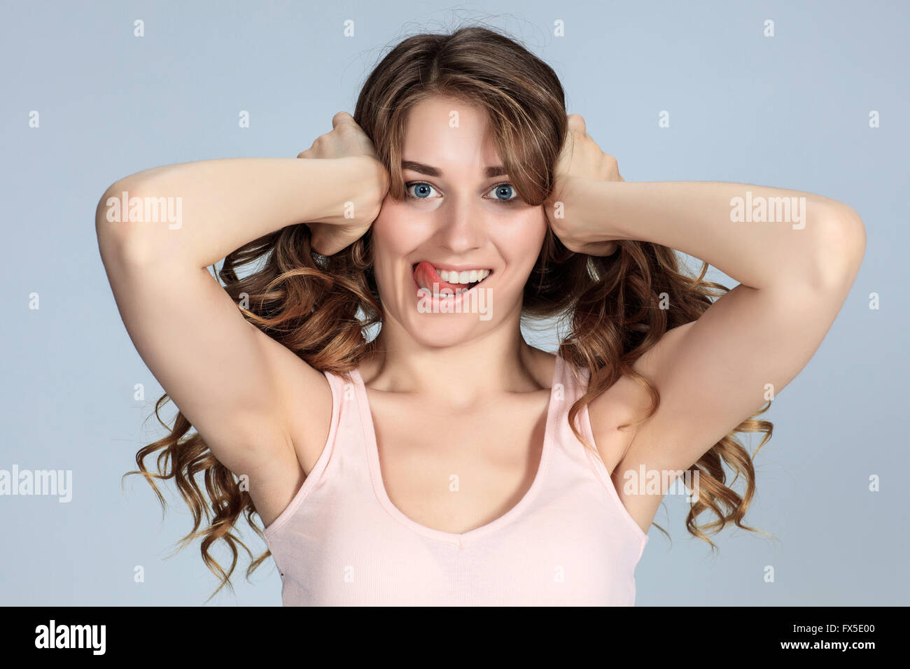 The young woman's portrait with happy emotions Stock Photo - Alamy