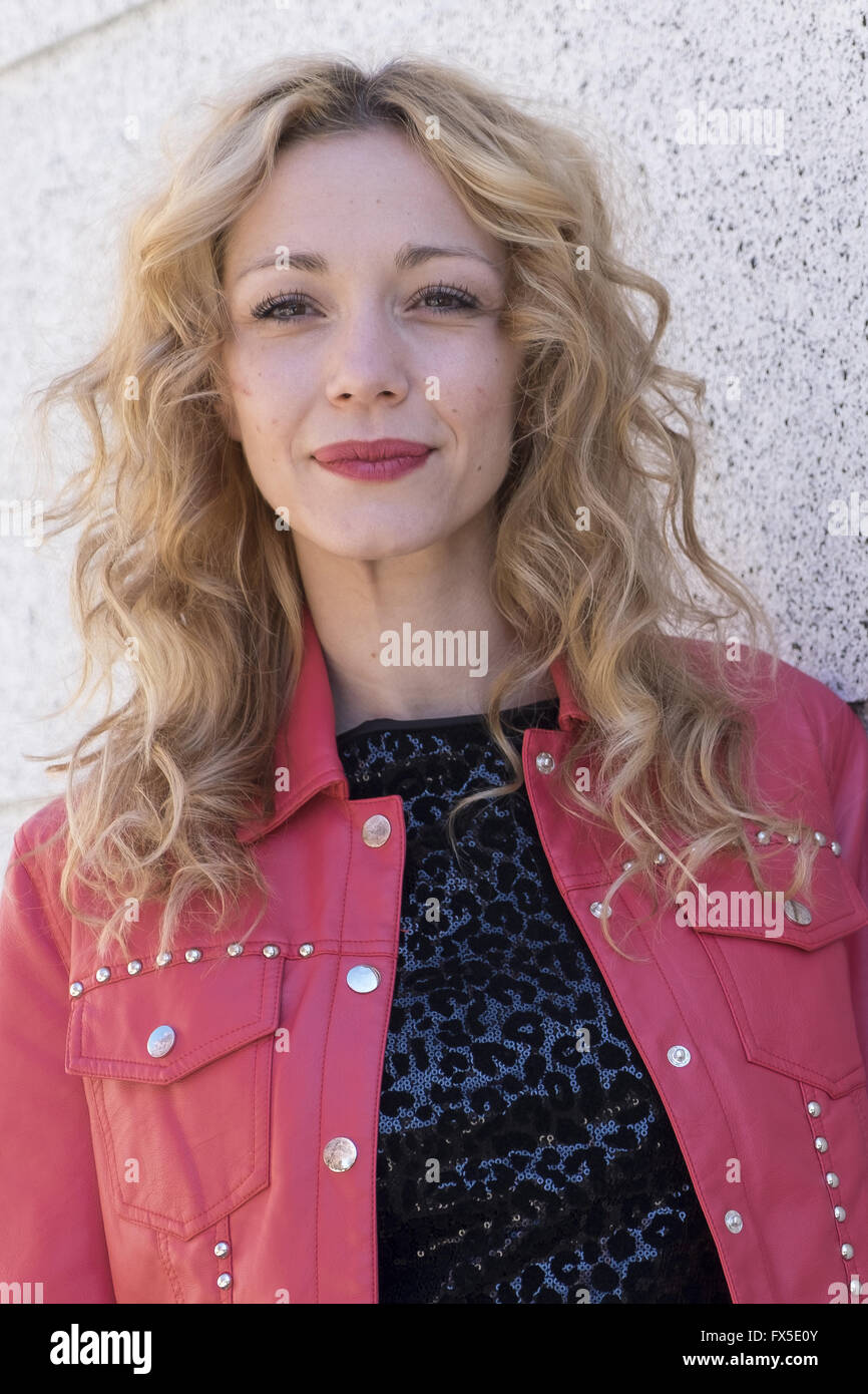 Sara Gomez poses for a photoshoot at the Galileo Theatre in Madrid ...