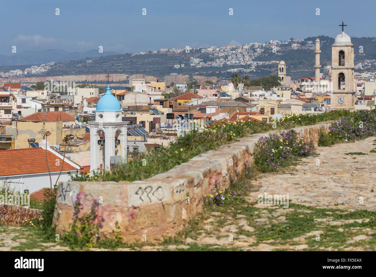 View of the white houses of Chania city from above, Crete, Greece Stock ...