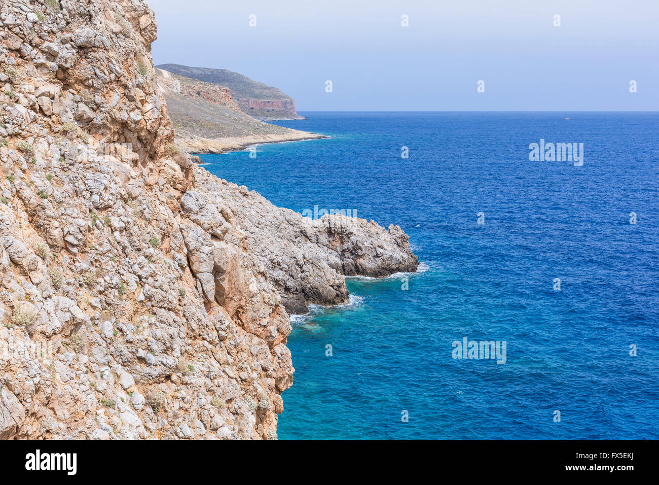 Panoramic view of the sea coast with turquoise water. East coast of ...