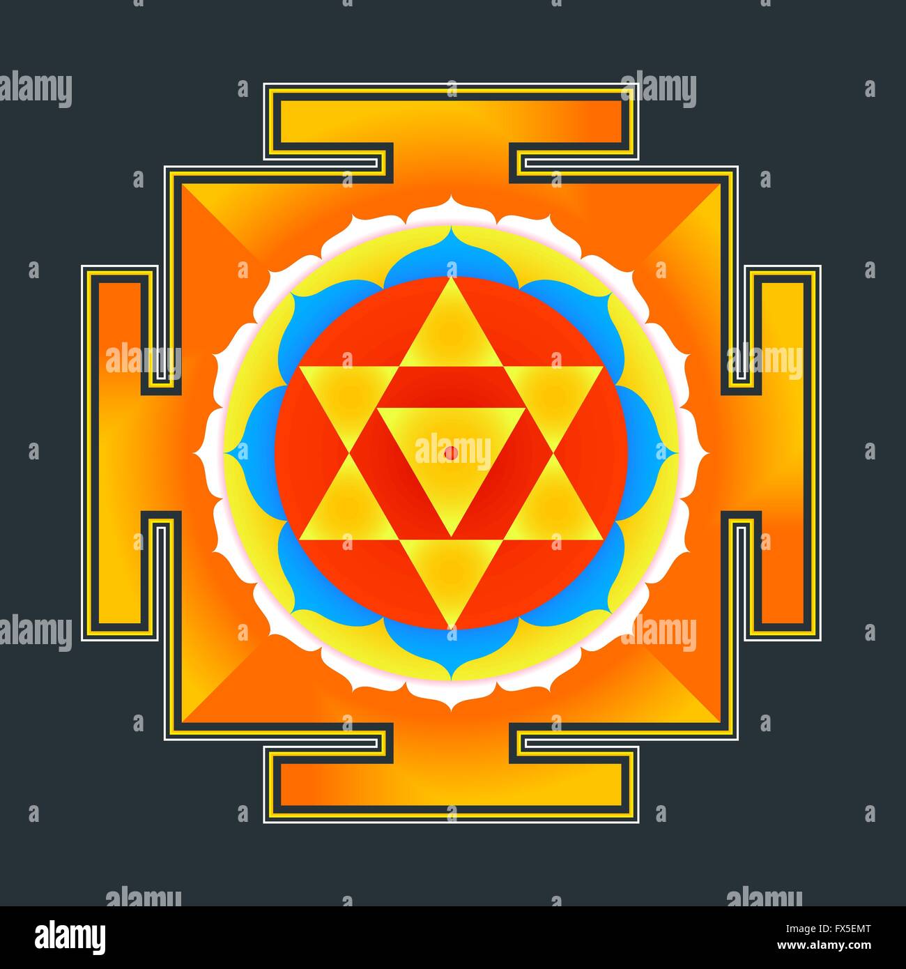 vector colored hinduism Baglamukhi maha yantra illustration sacred ...