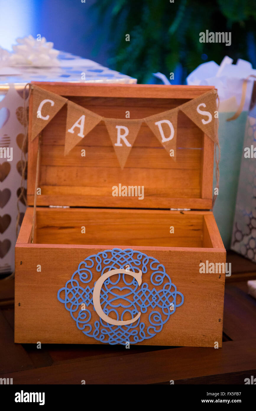 Wedding gift table cards box at a ceremony and reception in Oregon ...