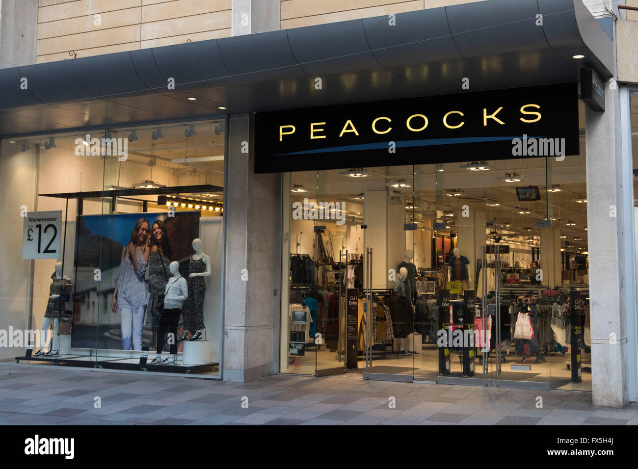 Peacocks store in Cardiff, south Wales, sign logo Stock Photo - Alamy