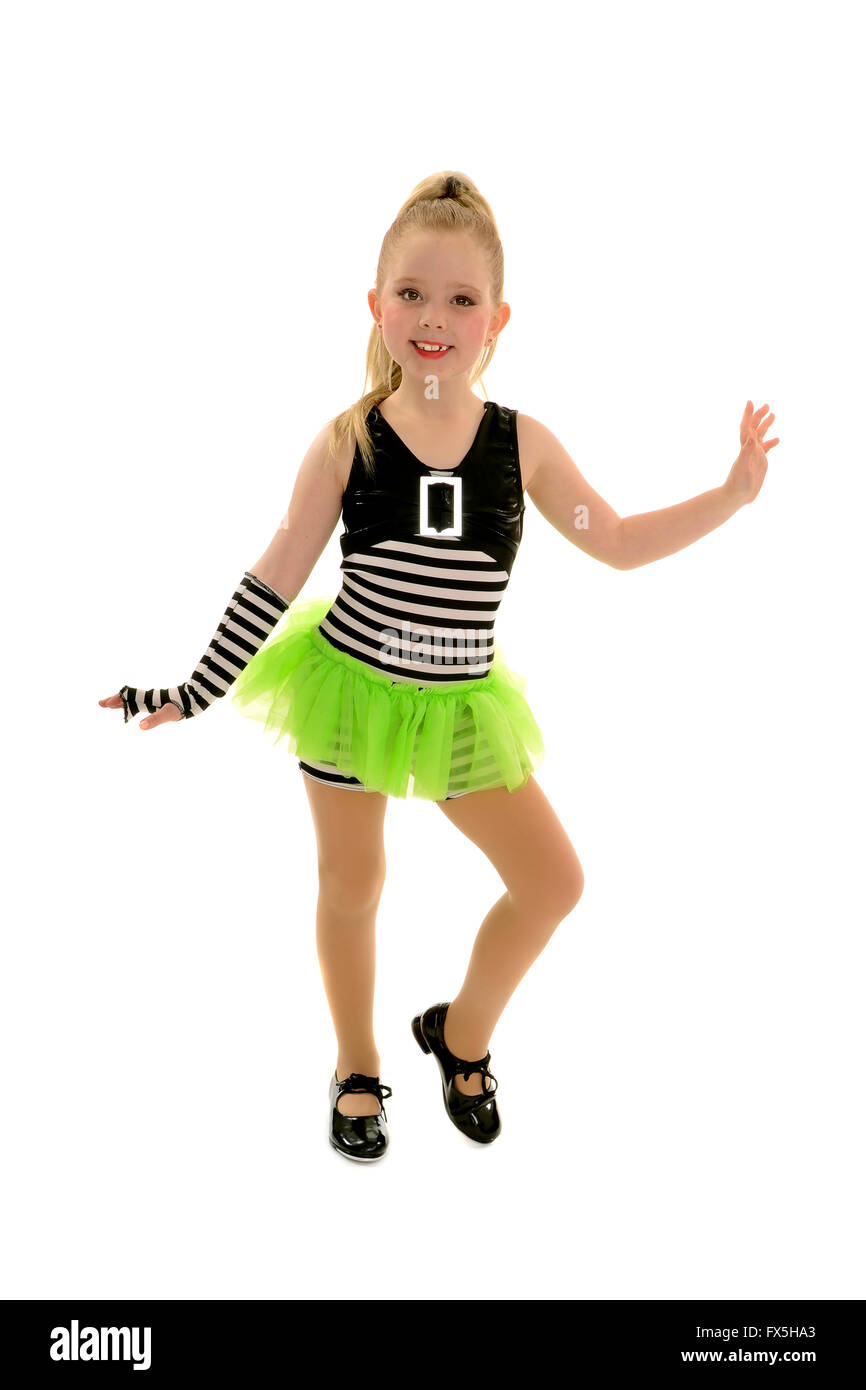 Smiling Tap Dancing elementary school age child in Jailhouse Rock ...