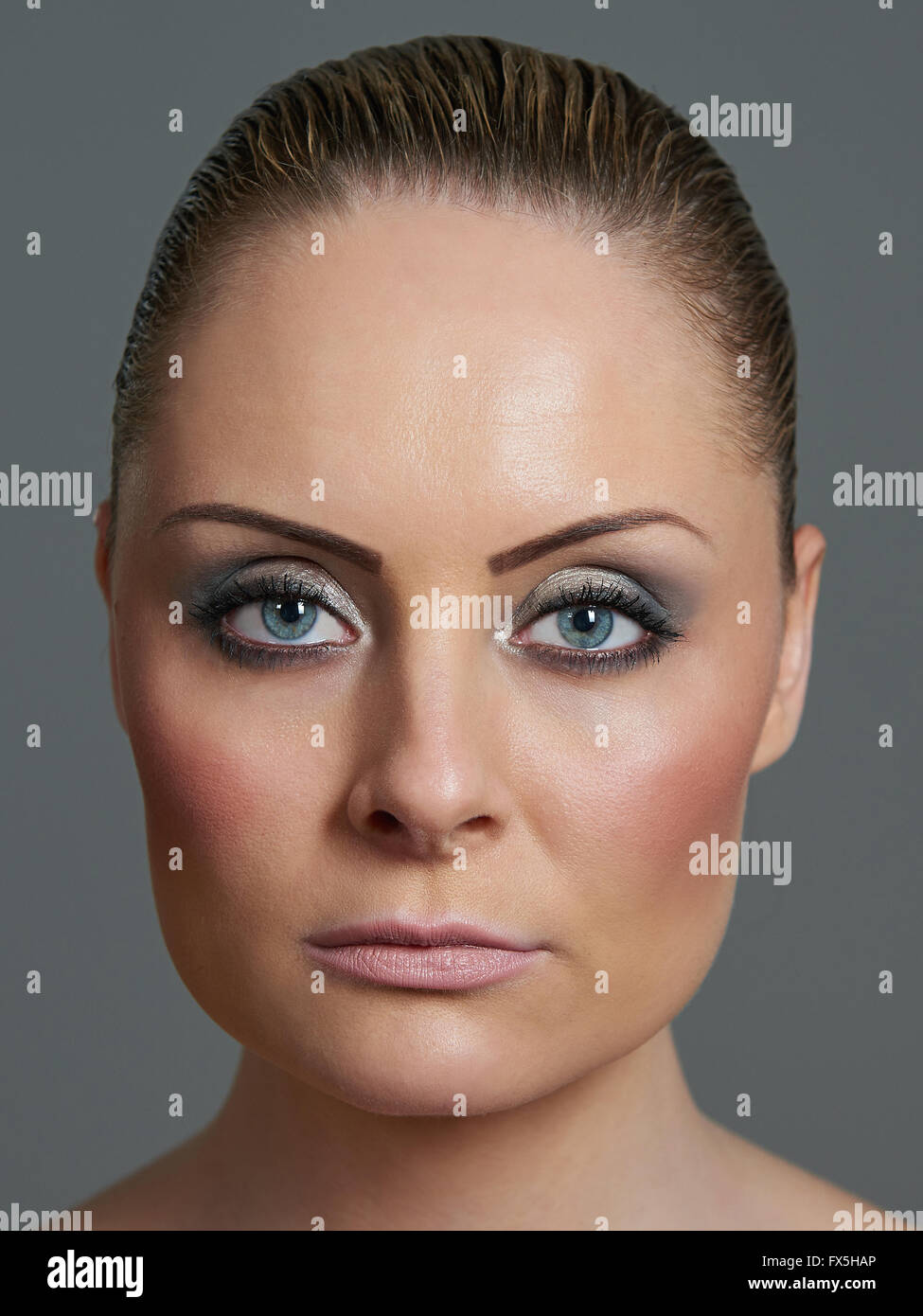 Closeup portrait of a beautiful woman styled for fashion Stock Photo ...