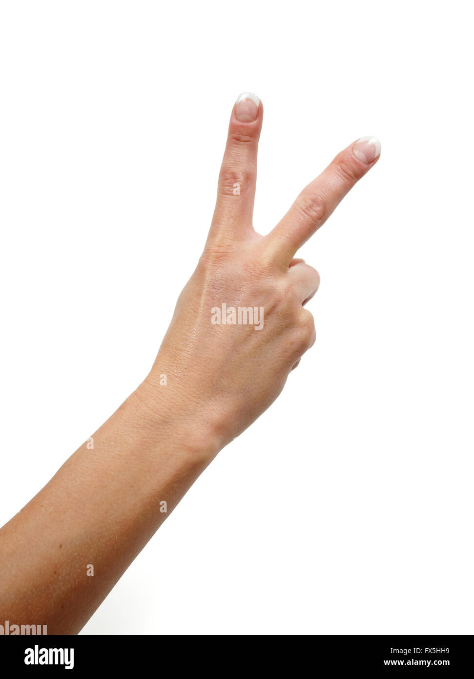 Peace sign gesture isolated on white Stock Photo - Alamy