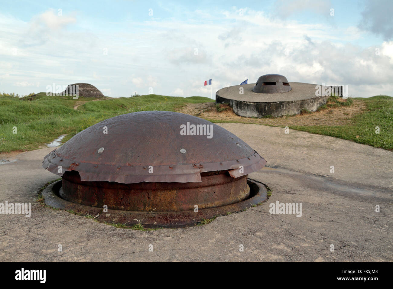A rising gun turret (for a 75mm gun) on Fort Douaumont, near Verdun ...