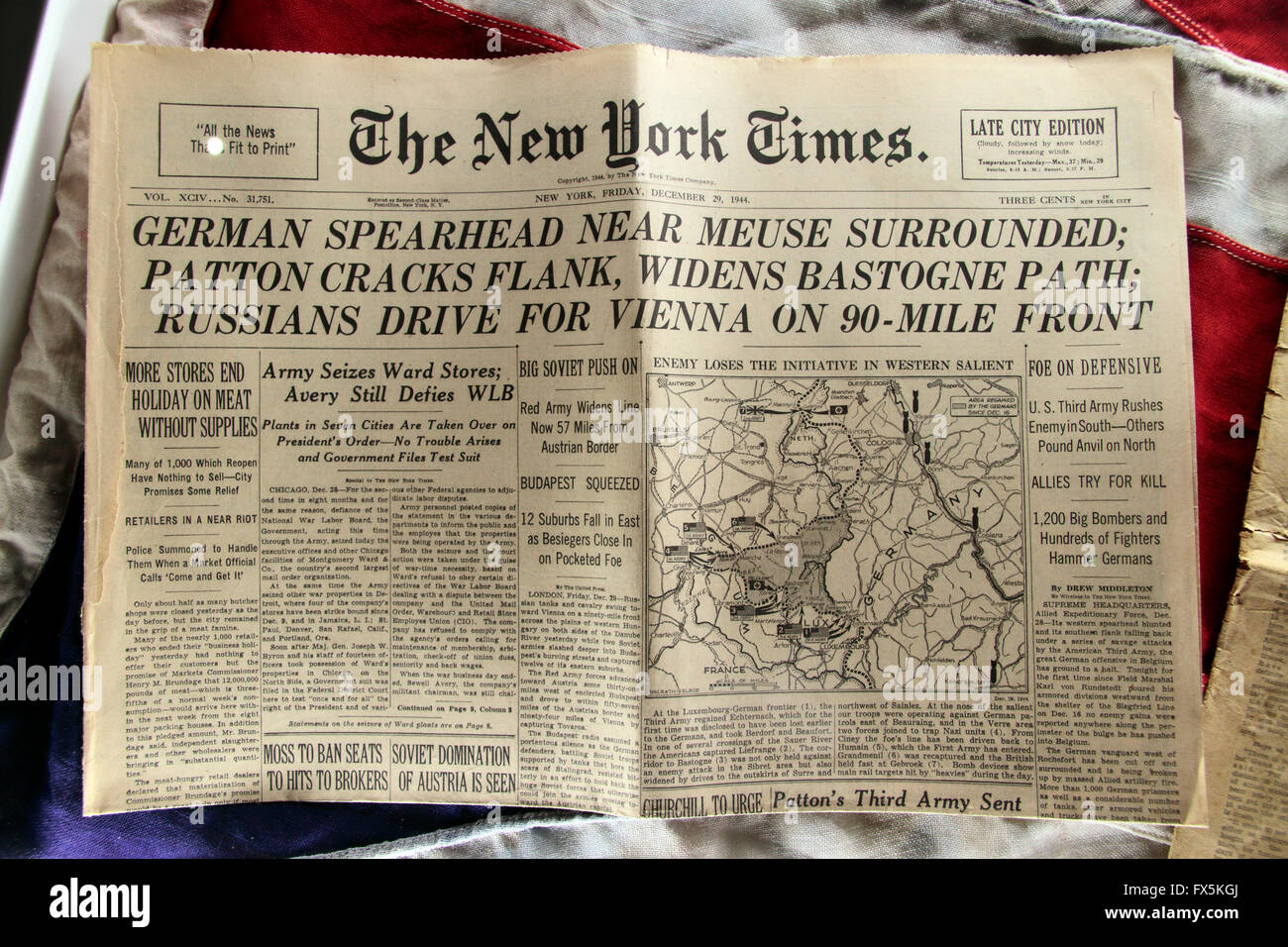 New York Times front page (Fri 29th Dec 1944) during the Battle of The ...