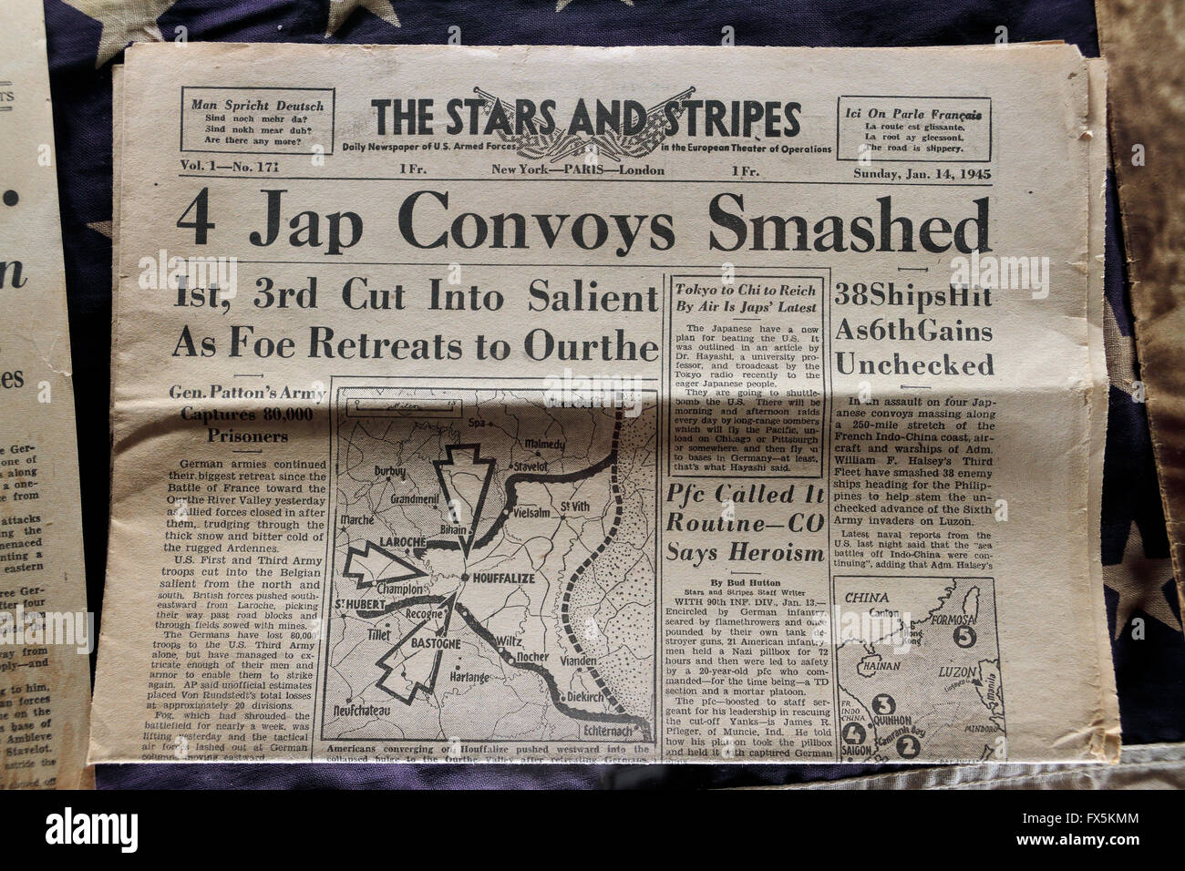 Front page of the American "Stars & Stripes" WWII newspaper, Sunday ...