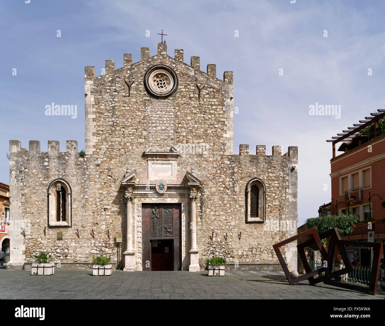 The Cathedral of Taormina (the Duomo), a medieval church dedicated to ...