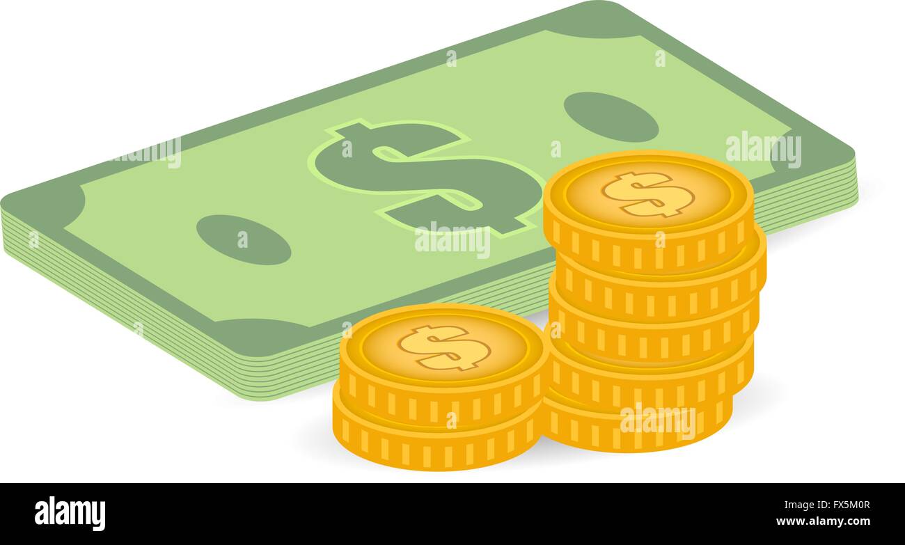 Stack bills coin cash Stock Vector Images - Alamy