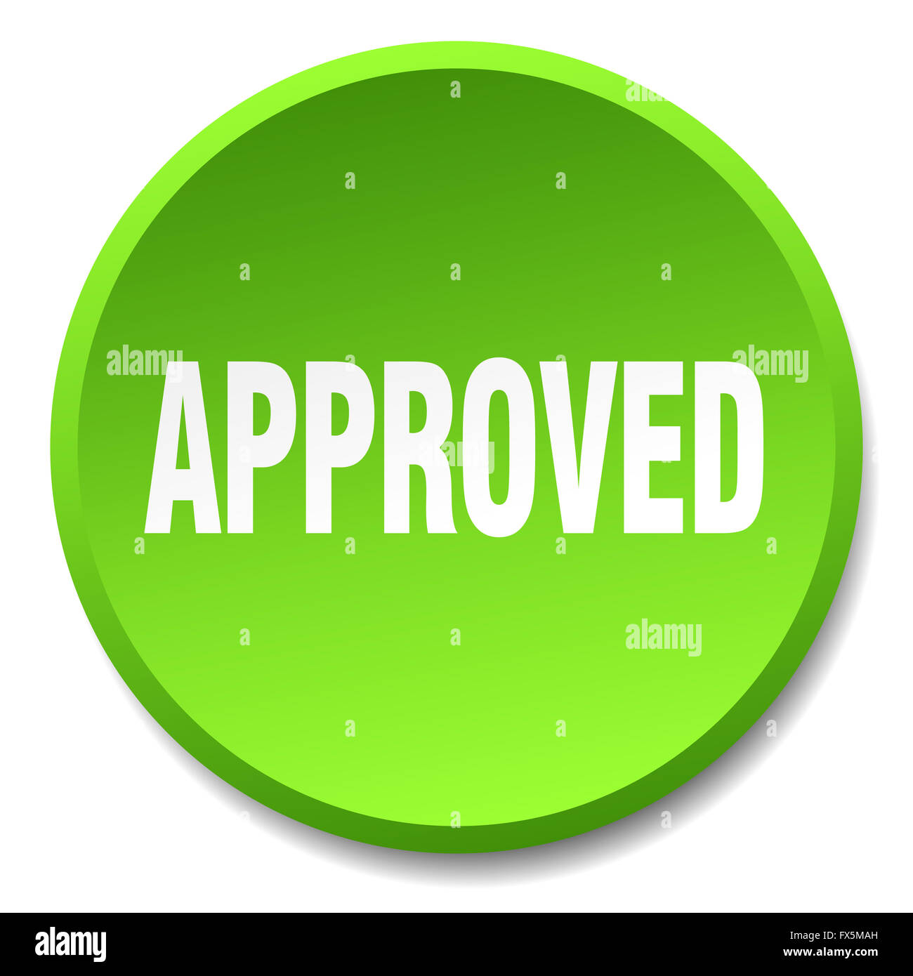 approved green round flat isolated push button Stock Photo - Alamy