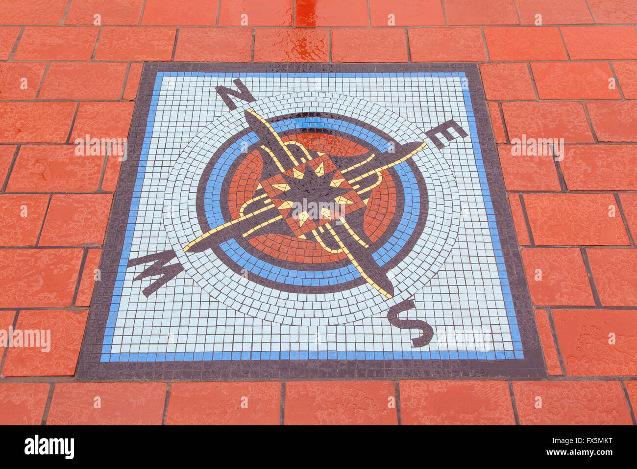 Mosaic compass, Rockefeller center, Manhattan, New York City, United ...