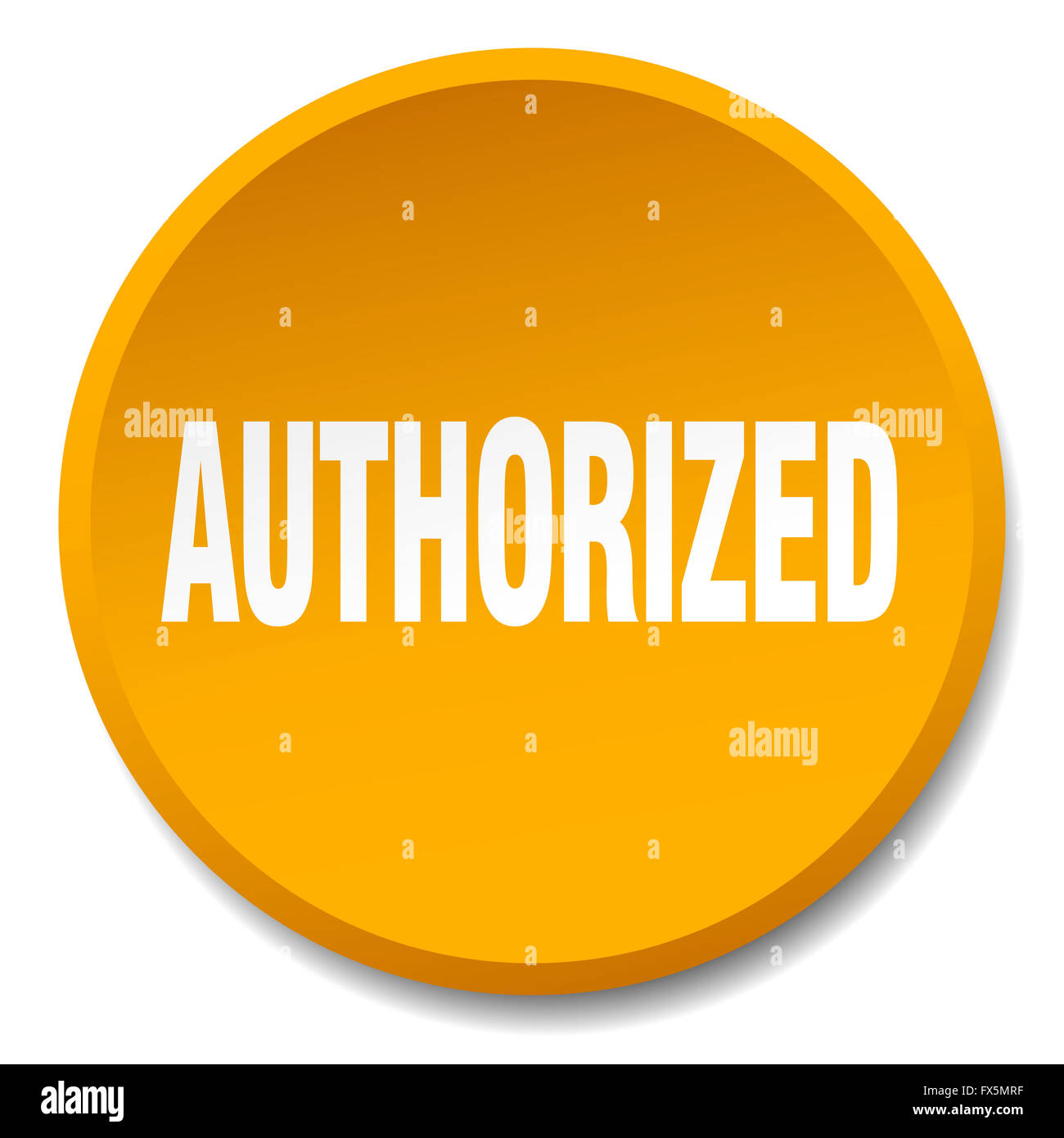 authorized orange round flat isolated push button Stock Photo - Alamy