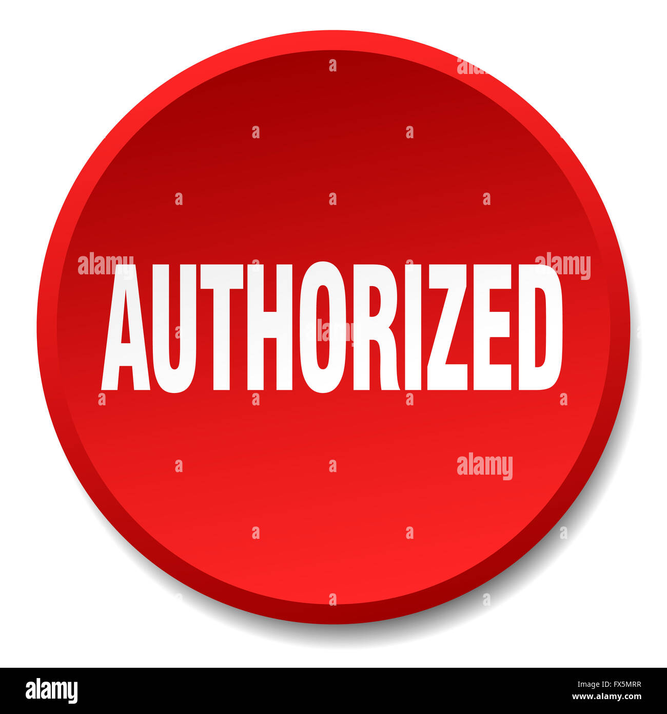 authorized red round flat isolated push button Stock Photo - Alamy