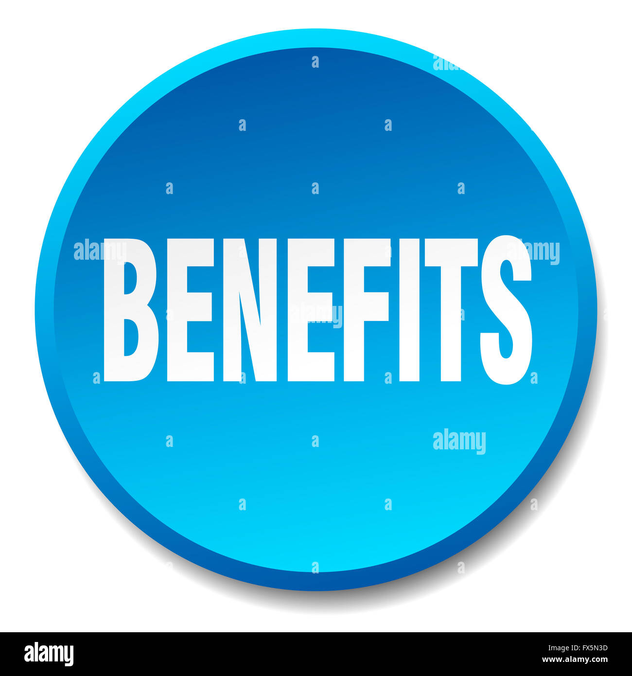 benefits blue round flat isolated push button Stock Photo - Alamy