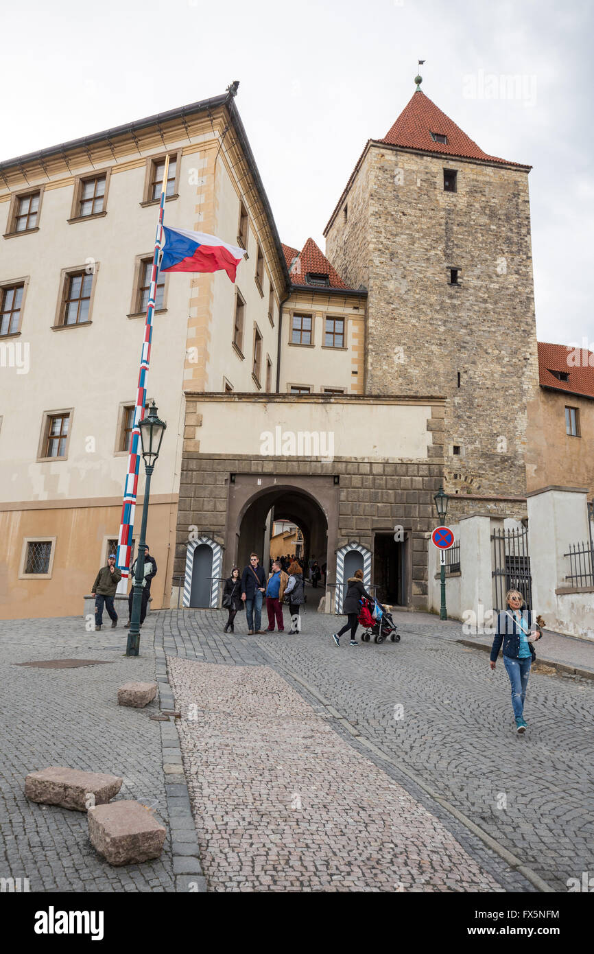 eastern gate of Prague Castle and Black Tower, Prague, Czech republic ...