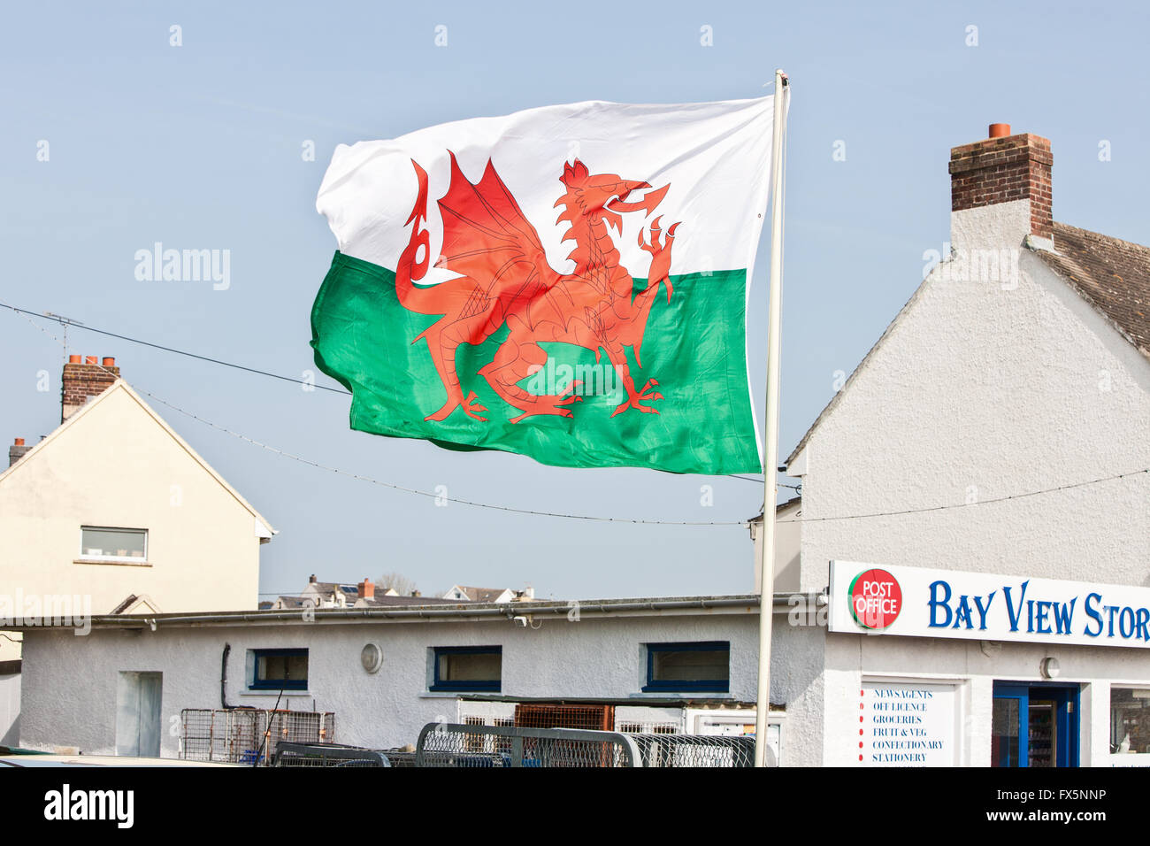 Welsh national flag flying in hi-res stock photography and images - Alamy