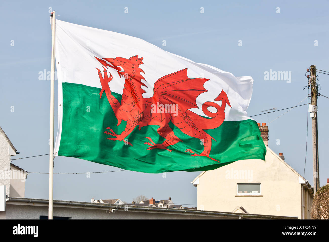 Red dragon flag flying in west wales hi-res stock photography and ...