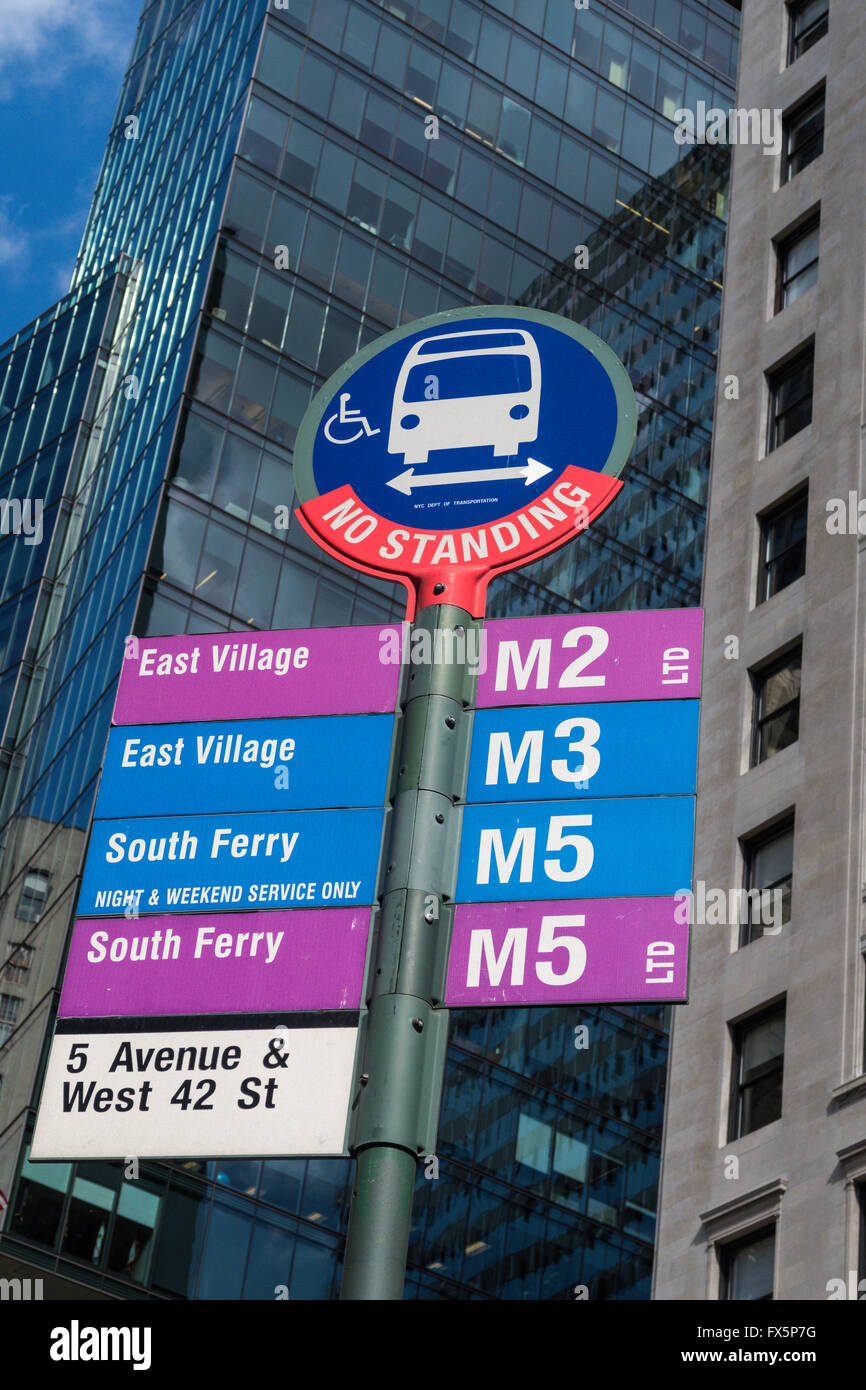 New york city bus stop sign hi-res stock photography and images - Alamy
