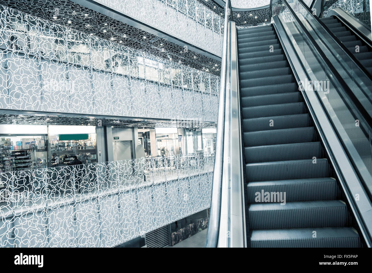 Escalator in modern building Stock Photo - Alamy