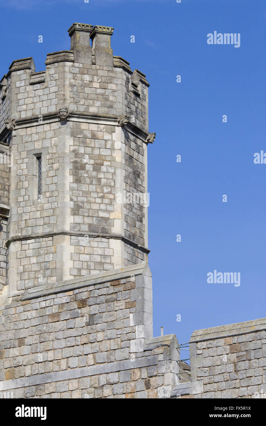 The historic wall and facades of Windsor Castle in Royal Windsor ...