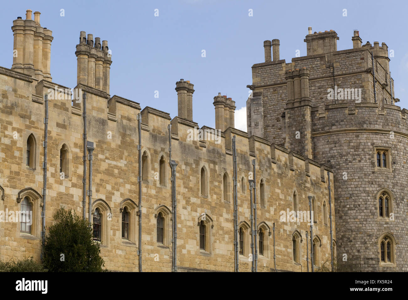 The historic wall and facades of Windsor Castle in Royal Windsor ...
