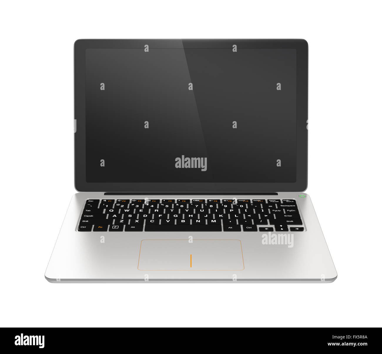 Black laptop PC isolated on white background. 3D rendering image Stock ...