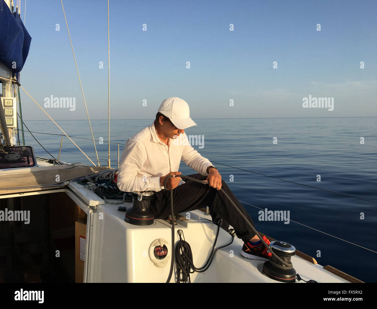 Yacht crew working hi-res stock photography and images - Alamy