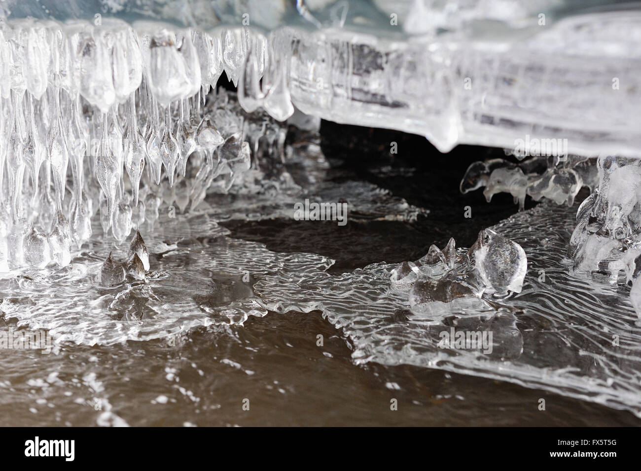 Close up of melting ice in spring Stock Photo - Alamy