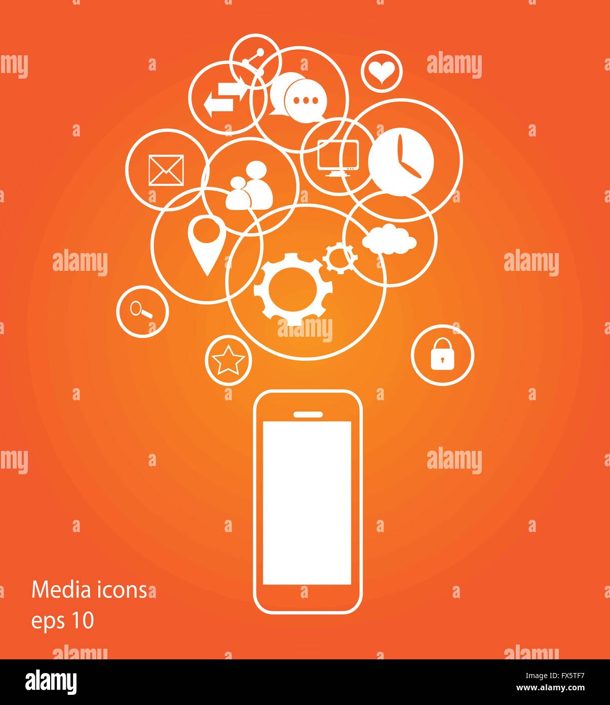 Mobile phone icon with social media icons Stock Vector Image & Art - Alamy