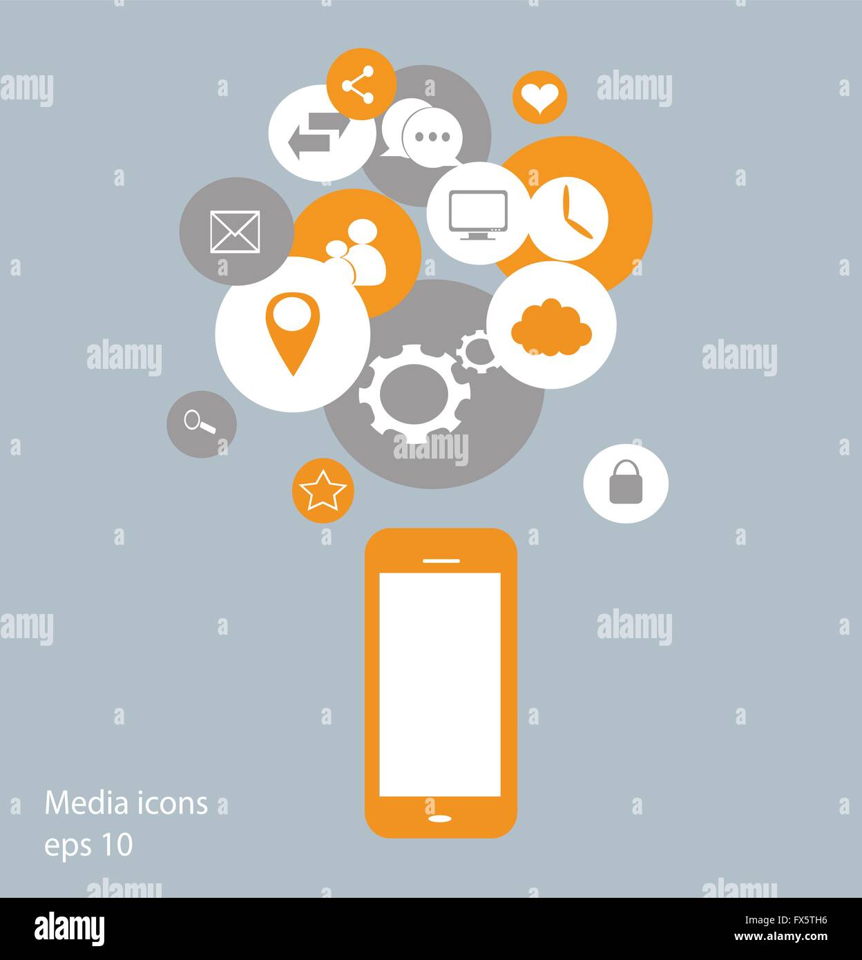 Mobile icon with social media icons Stock Vector Image & Art - Alamy