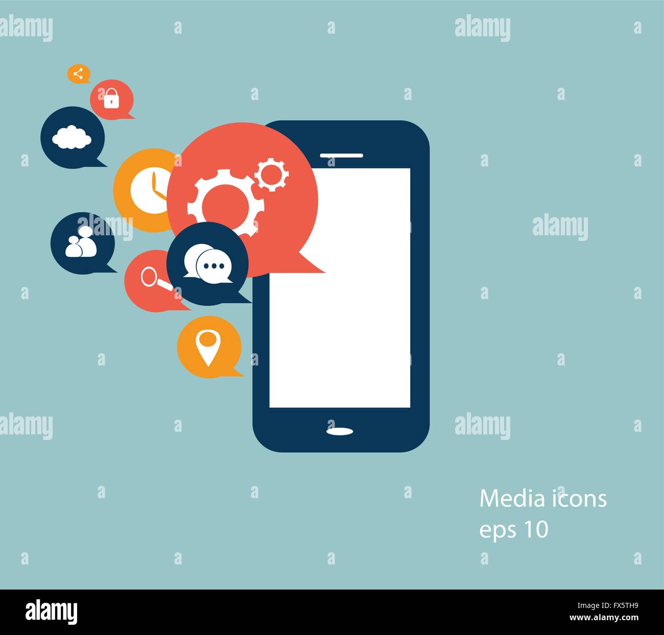 Mobile phone icon with social media icons Stock Vector Image & Art - Alamy