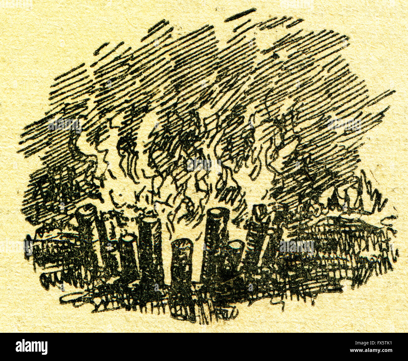 Campfire with sparks illustration hi-res stock photography and images ...